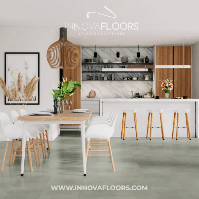 Piso Vinilico en LVT Tipo Concreto Dark. InnovaFloors